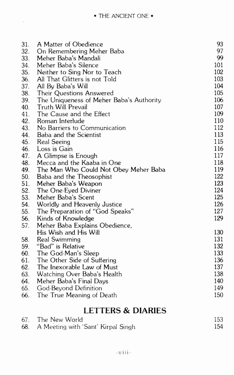 The Ancient One – Meher Baba Books