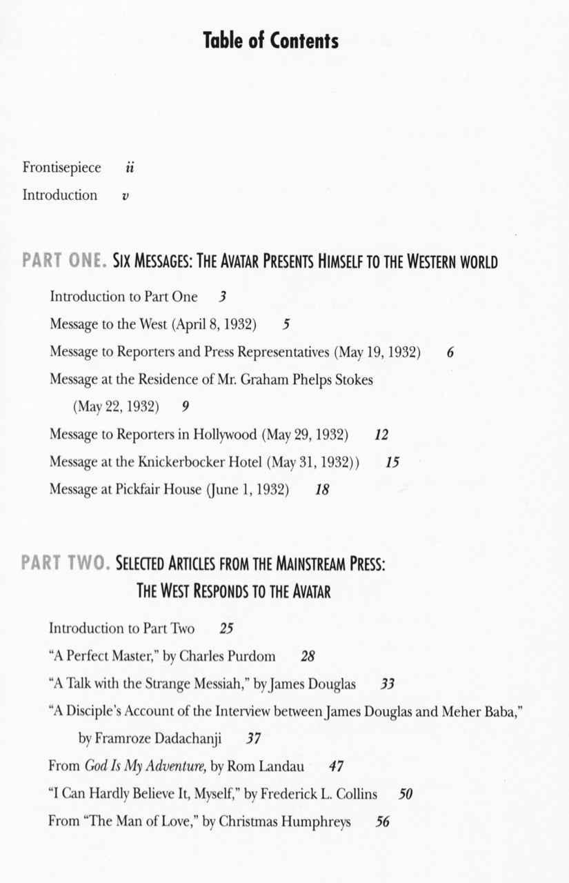 Meher Baba's Early Messages to the West – Meher Baba Books